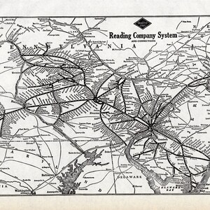 1940 Antique READING RAILWAY Map Vintage Reading Railroad Map | Etsy