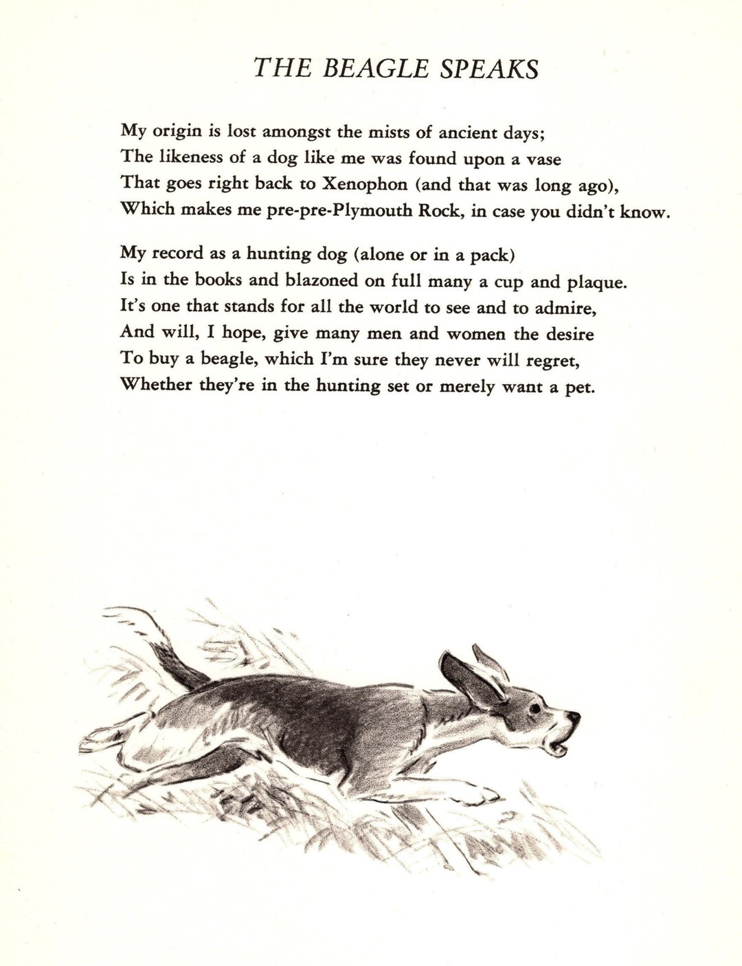 1940s Vintage BEAGLE Poetry Print Wall Art Decor Morgan Dennis - Etsy