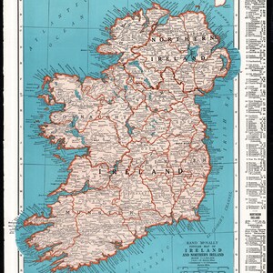 1945 Antique IRELAND Map Vintage Map of Ireland Gallery Wall Library ...