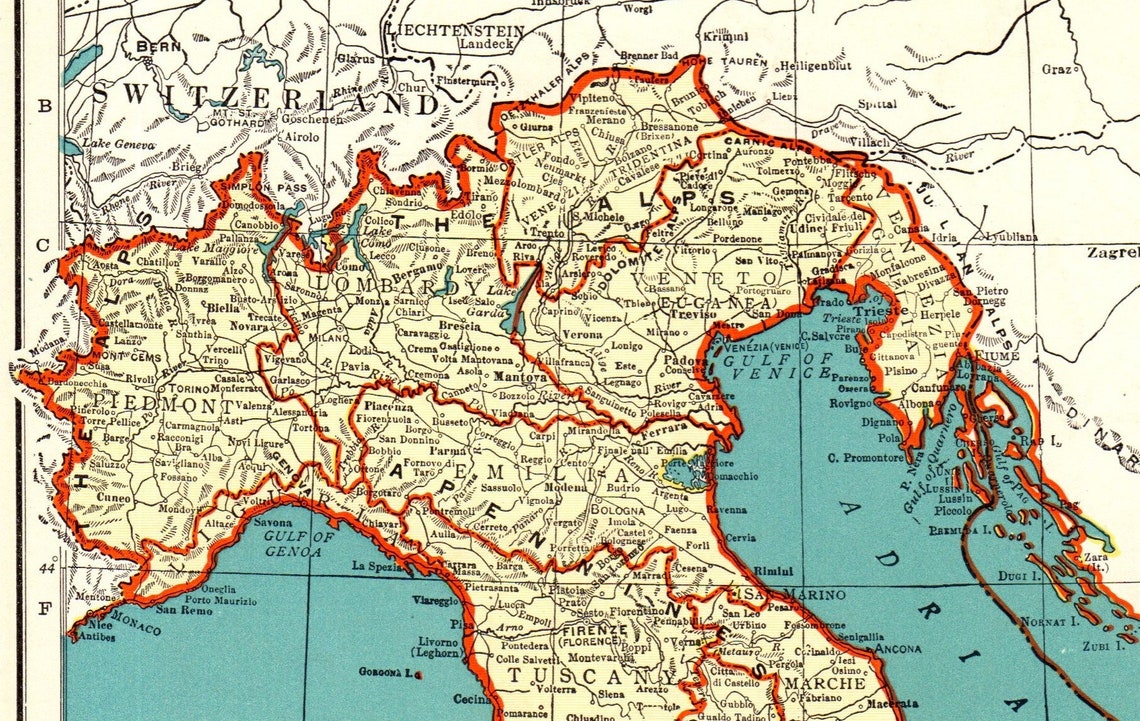 Antique ITALY Map 1939 Vintage Map of Italy Gallery Wall Art | Etsy