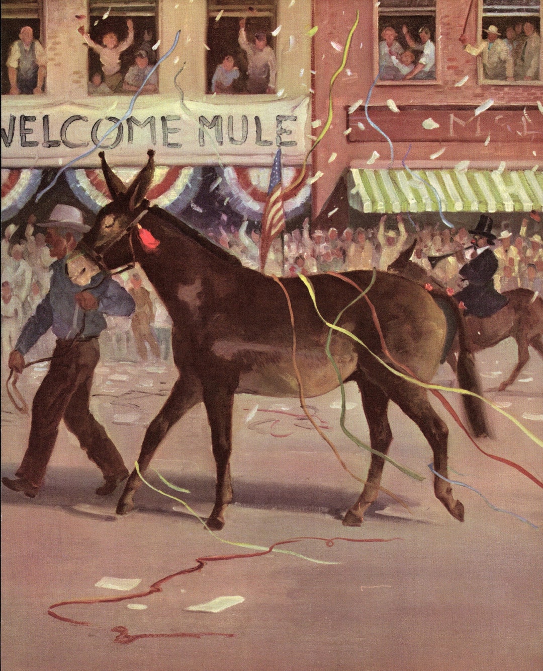 1950s Columbia Tennessee Mule Day Print King Mule Parade Wesley Dennis ...