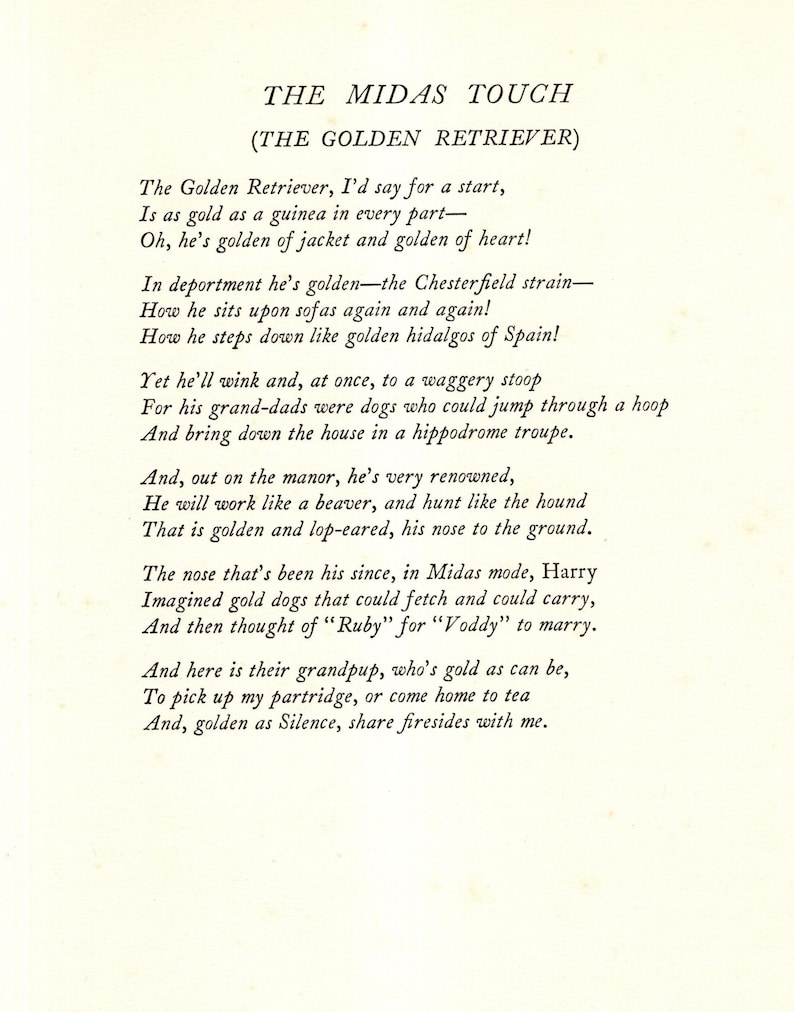 Antique Golden Retriever Poem Print Dog Poetry Wall Art Decor Hunting ...