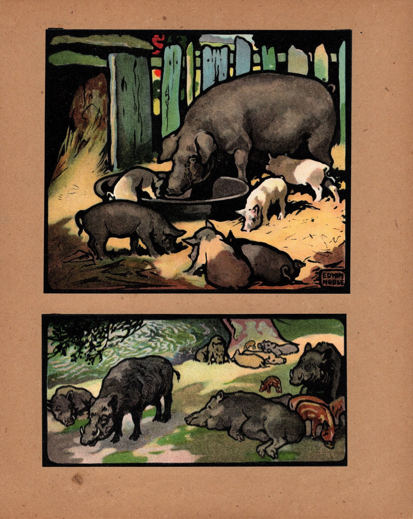 Antique Pig Print Edwin Noble Vintage Pig Farmyard Art | Etsy