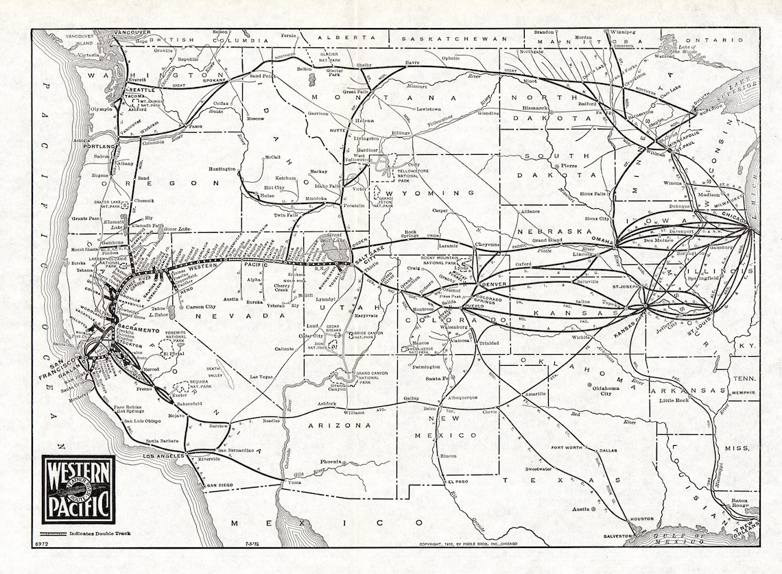 1940 Antique Western Pacific Railway Map Vintage Feather River | Etsy