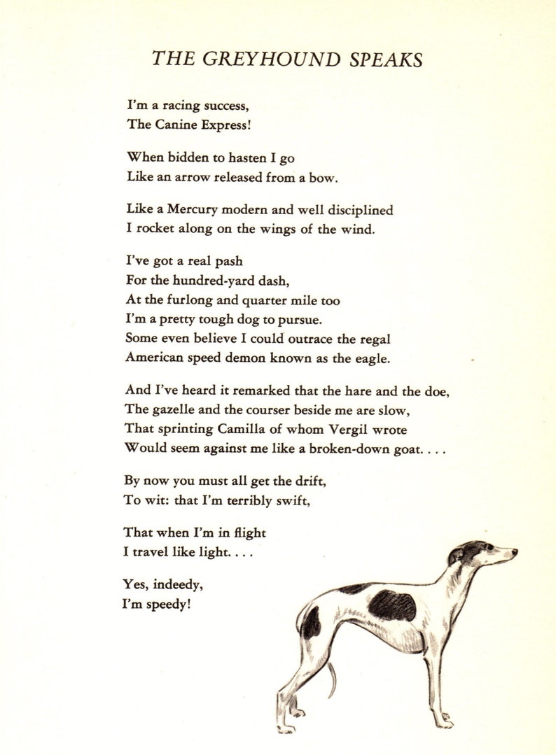 1940s Vintage Greyhound Poetry Print Morgan Dennis Greyhound | Etsy