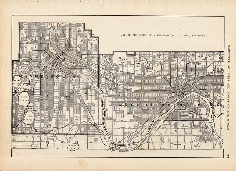 1906 Antique MINNEAPOLIS Street Map of St. Paul City Map Wall | Etsy