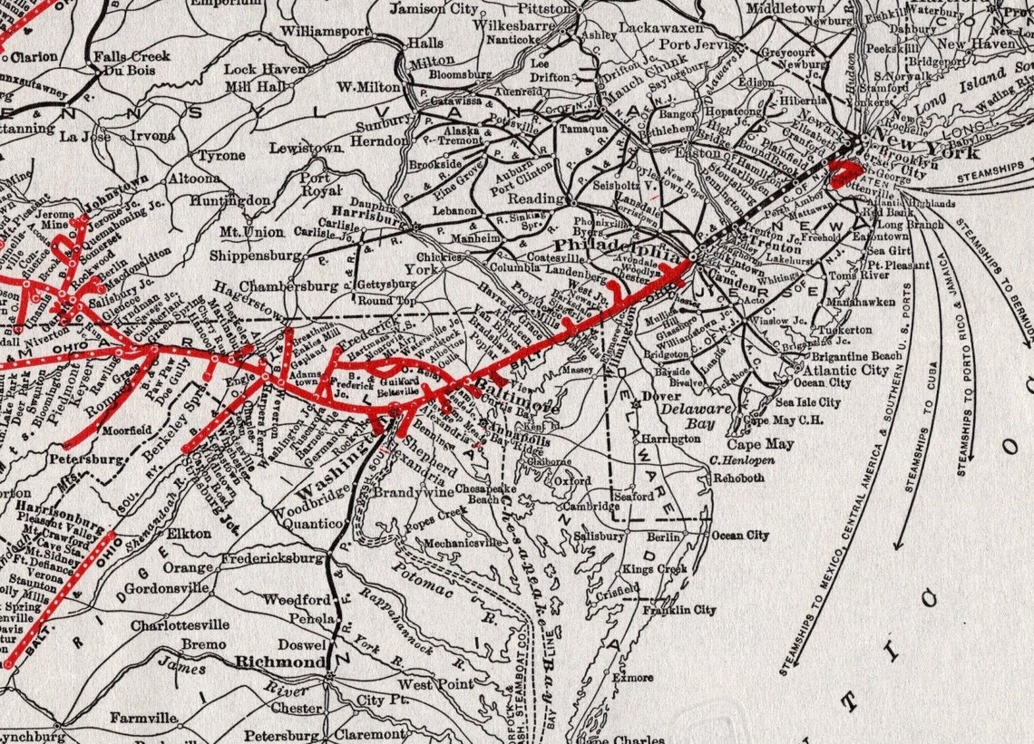 1924 Antique BALTIMORE and OHIO Railroad Map Vintage B and O | Etsy