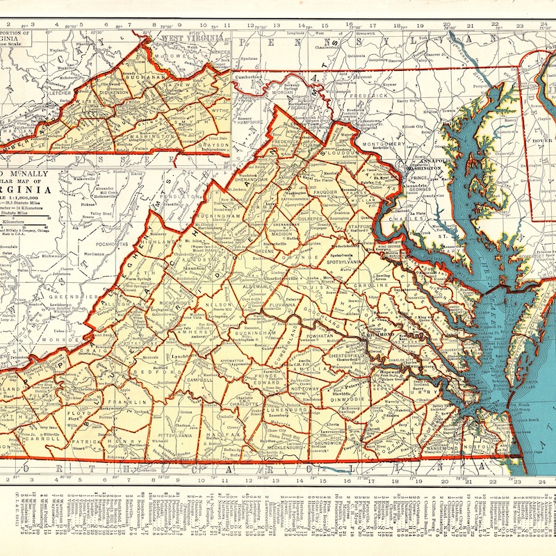 Map of Virginia - Etsy