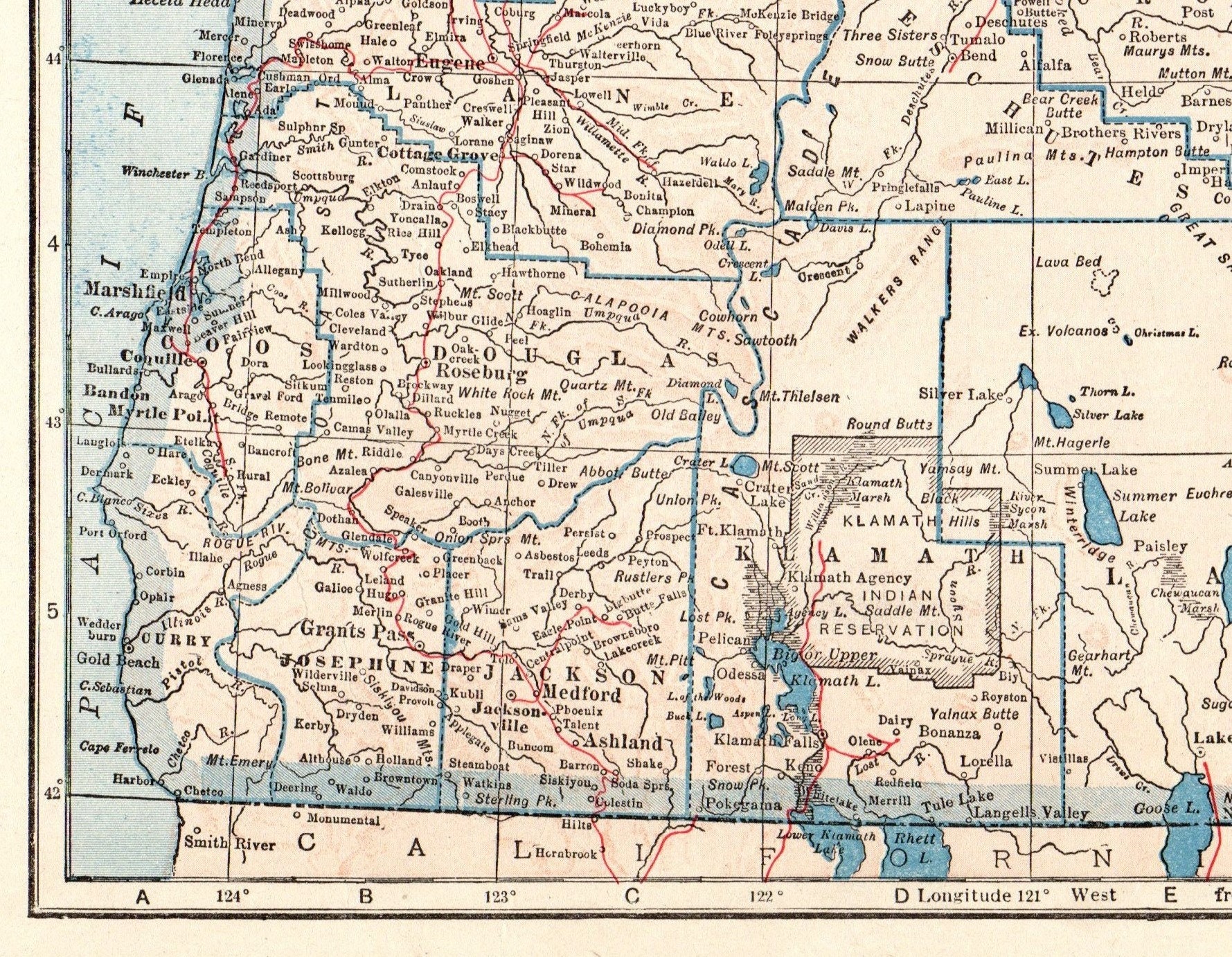 1925 Antique OREGON Map Vintage Map of Oregon State Map | Etsy