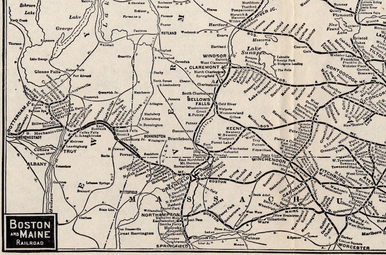 1926 Antique BOSTON and MAINE Railroad Map Vintage B & M - Etsy