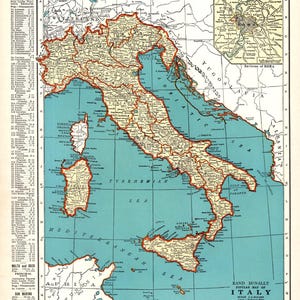 1939 Antique ITALY Map Vintage 1930s Atlas Map of Italy Gallery Wall ...