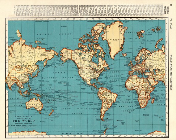 Home & Living 1941 Vintage World Map Home Décor etna.com.pe