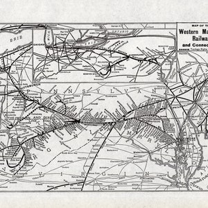 1934 Antique Western Maryland Railway Map Maryland Railroad Map ...