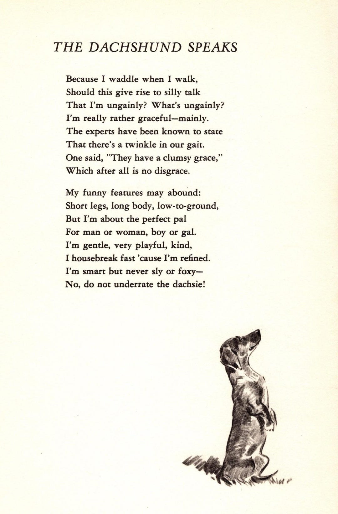 1940s DACHSHUND Poetry Print Wall Art Decor Morgan Dennis Dachshund Dog ...
