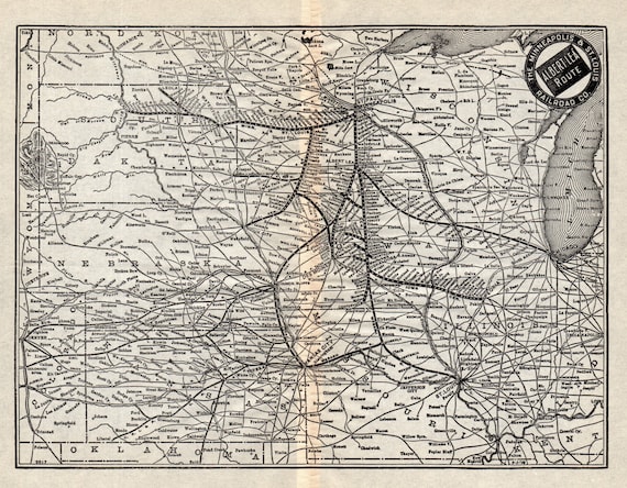 Home Décor Globes & Maps 1908 Antique Minneapolis and St Louis Railroad ...