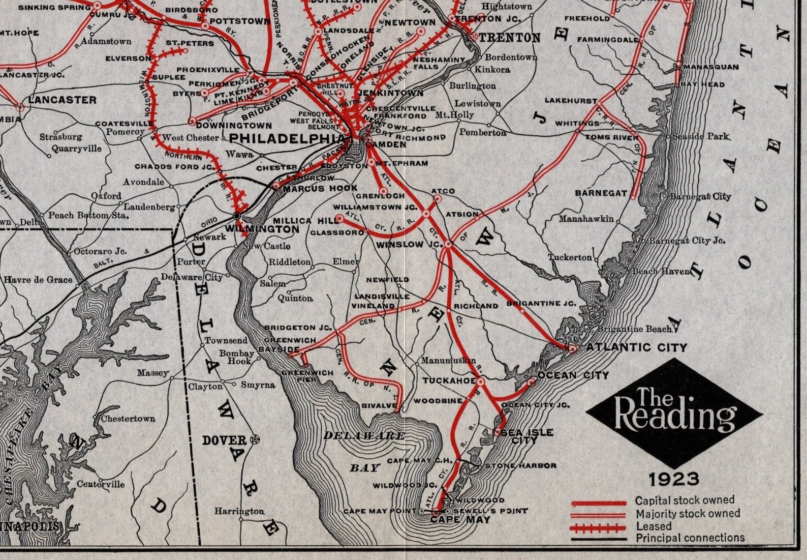 1923 Antique READING RAILWAY Map Central Railroad of New | Etsy