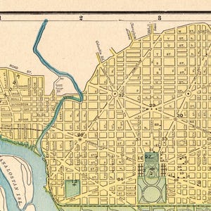 1894 Antique WASHINGTON DC Street Map George Cram Atlas City Map of ...