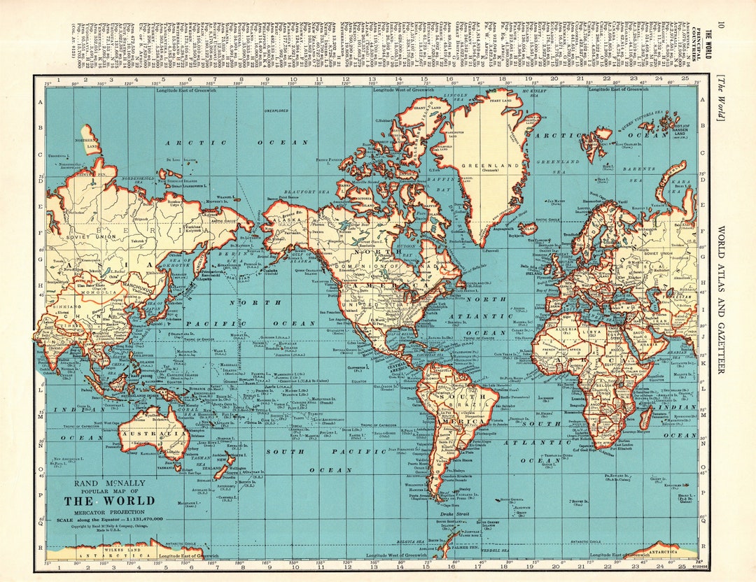 Vintage Map of the World 1942 Antique World Map Library Decor - Etsy