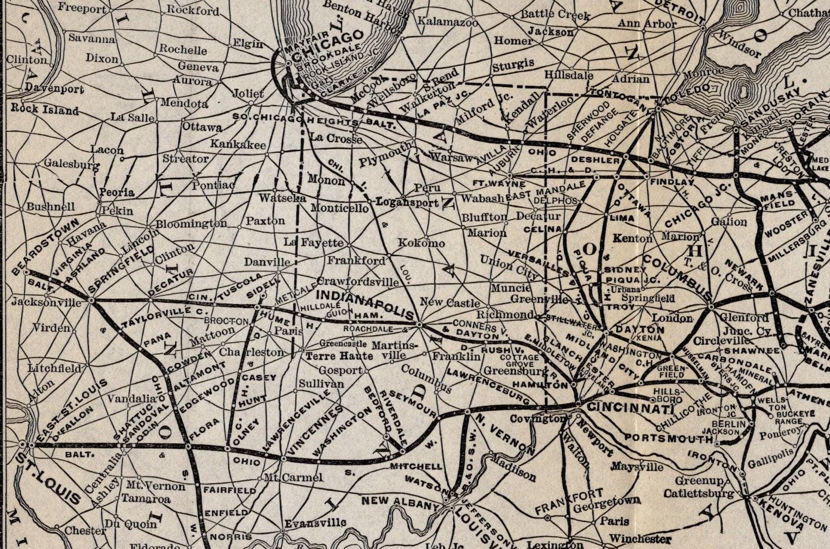 1915 Antique BALTIMORE AND OHIO Railroad Map B and O Railway Map ...