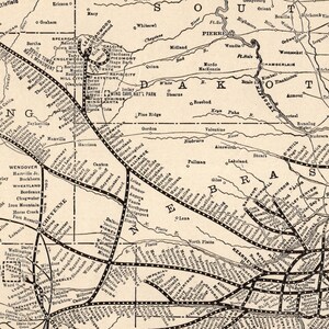 1916 Antique Chicago Burlington Quincy Railroad Map Print - Etsy