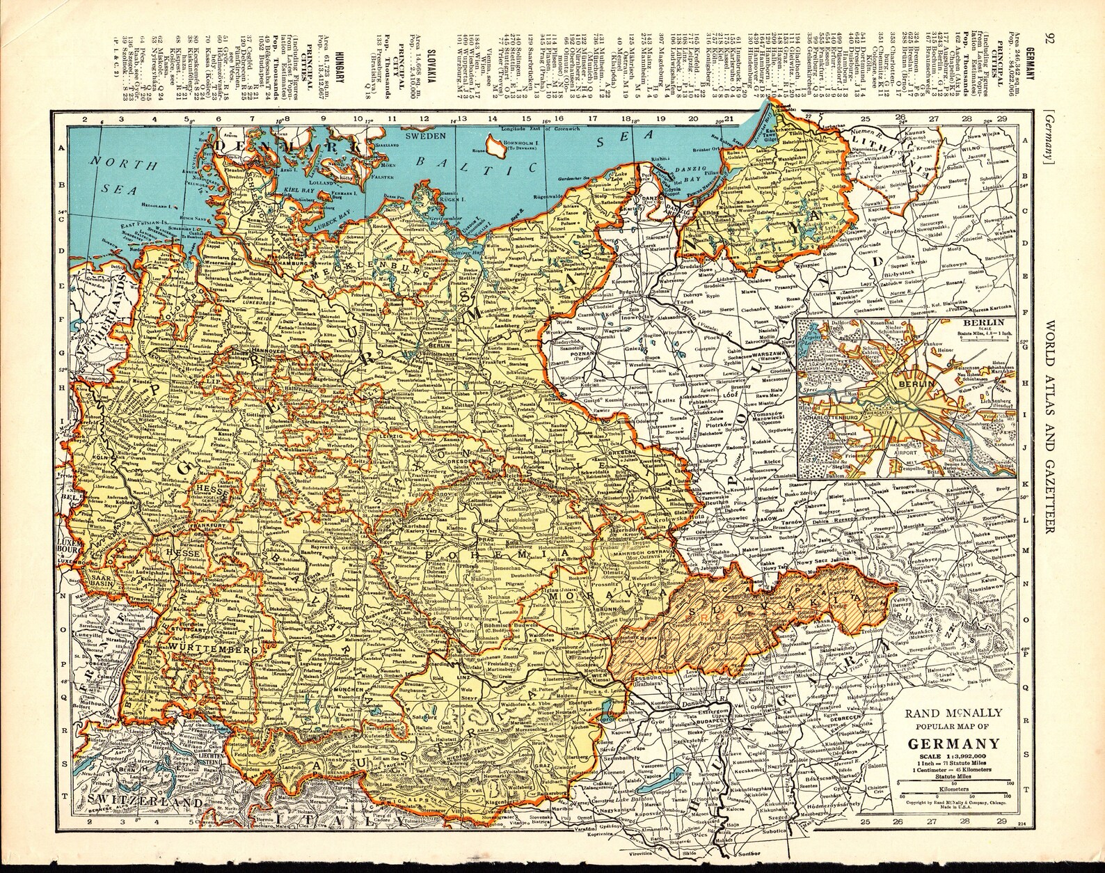 1943 Antique Map of GERMANY Vintage Germany Map Gallery Wall | Etsy