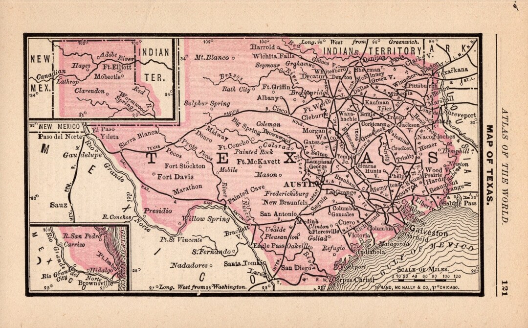 1888 Tiny TEXAS State Map Antique Miniature Texas Map Gallery Wall ...