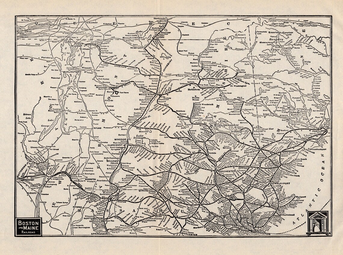 1926 Antique BOSTON and MAINE Railroad Map Vintage B & M - Etsy