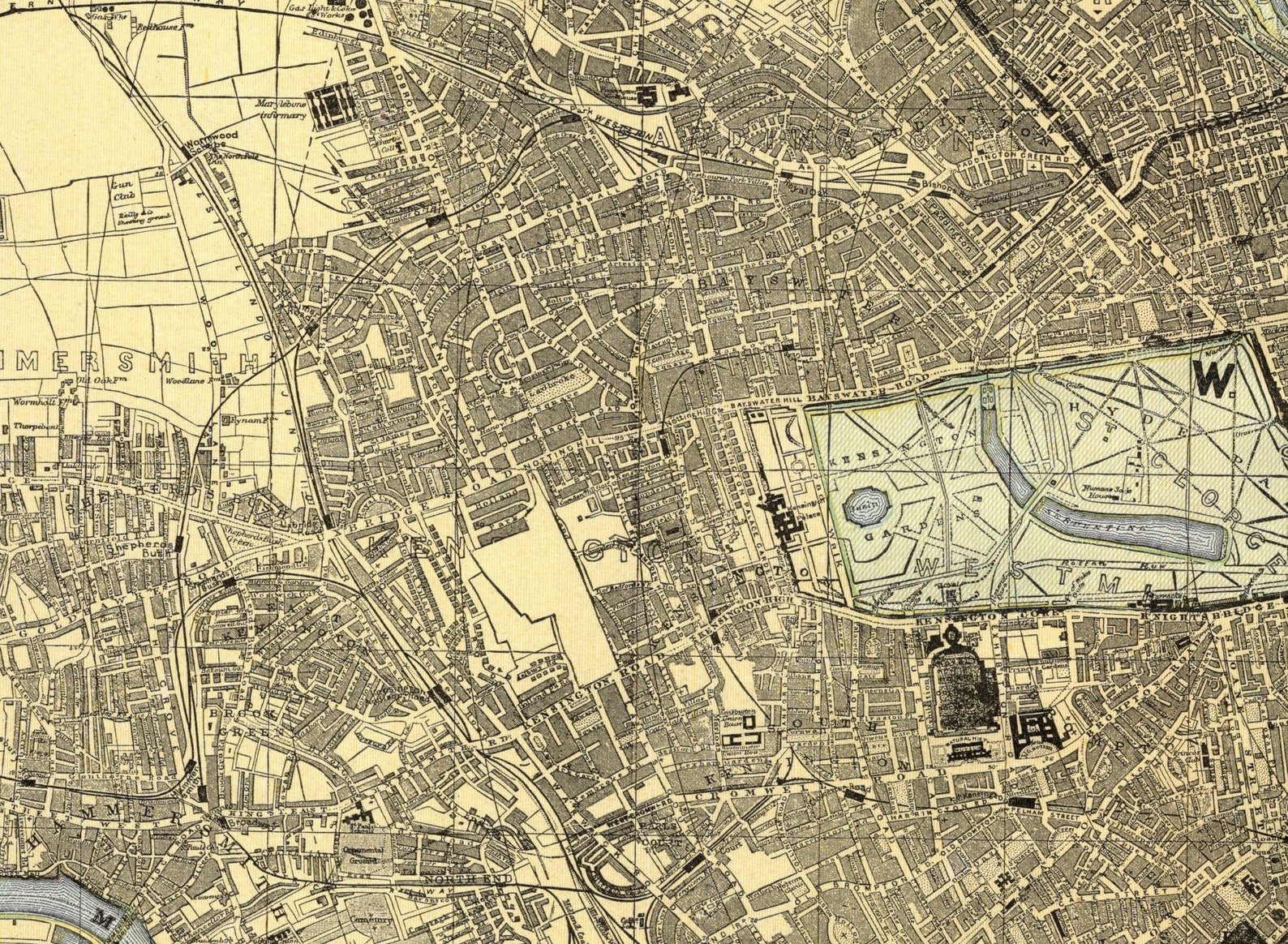 1899 Antique LONDON City MAP George Cram Street Map of London - Etsy