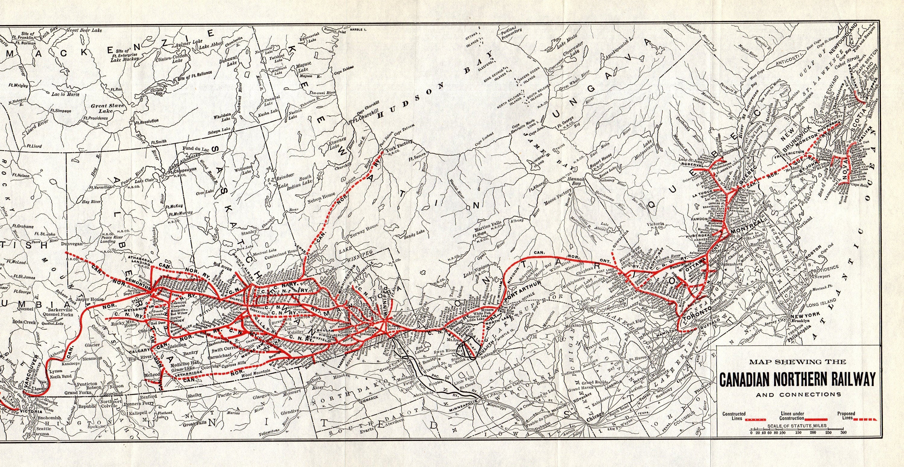 1913 Antique Canadian Northern Railway Map Canadian Railroad | Etsy