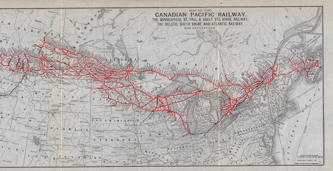 1920 Antique Canadian Pacific Railway Map Canada Railroad Map - Etsy