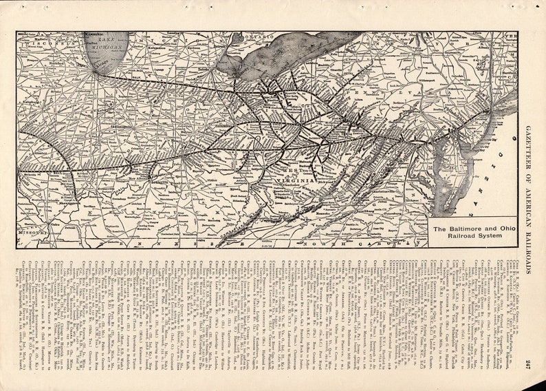1914 Antique B & O RAILROAD Map Baltimore and Ohio Railway Map | Etsy