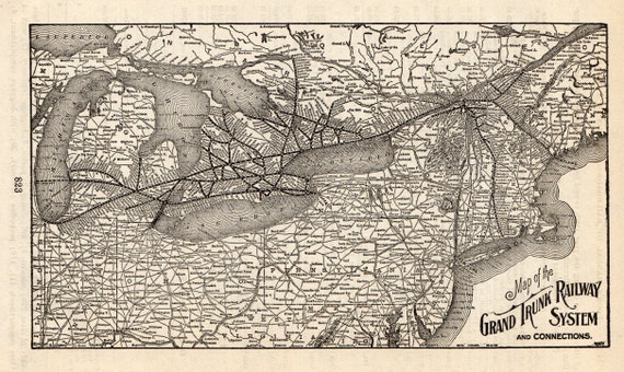 1903 Antique Grand Trunk Railway System Railroad Map Vintage | Etsy