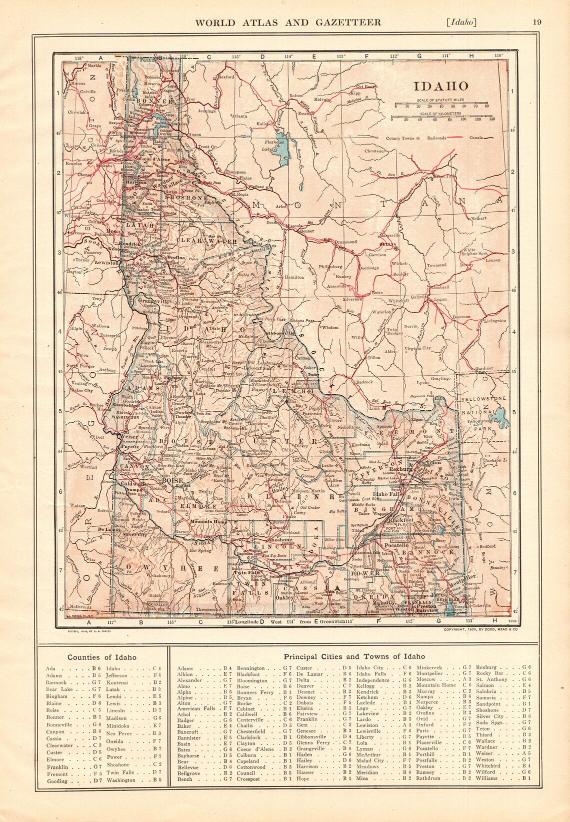 1914 Antique IDAHO State Map Vintage Map of Idaho Wall Art | Etsy