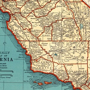 Antique CALIFORNIA State Map 1940 Vintage Map of California Gallery ...