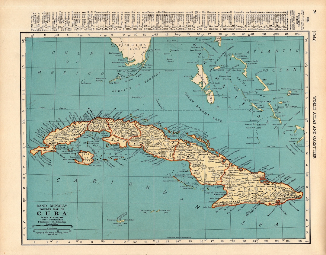 1936 Vintage Cuba Map 1940s Atlas Map of Cuba Gift Gallery - Etsy
