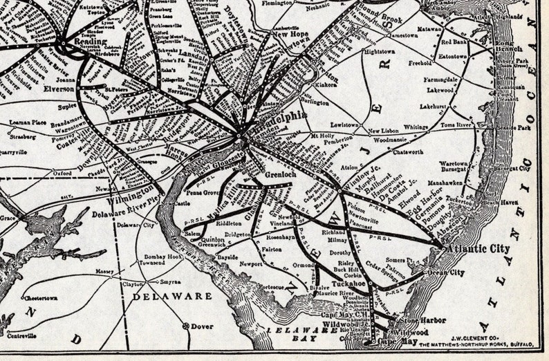 1940 Antique READING RAILWAY Map Vintage Reading Railroad Map | Etsy