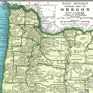 1942 Vintage OREGON Map Antique Map of Oregon State Map Gallery Wall ...