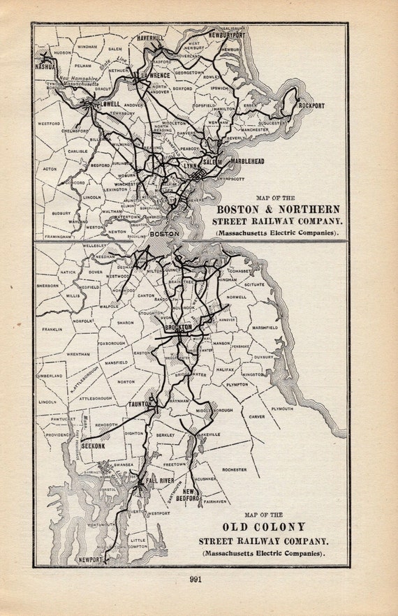 1906 Antique Boston & Northern Street Railway Map Old Colony - Etsy Italia