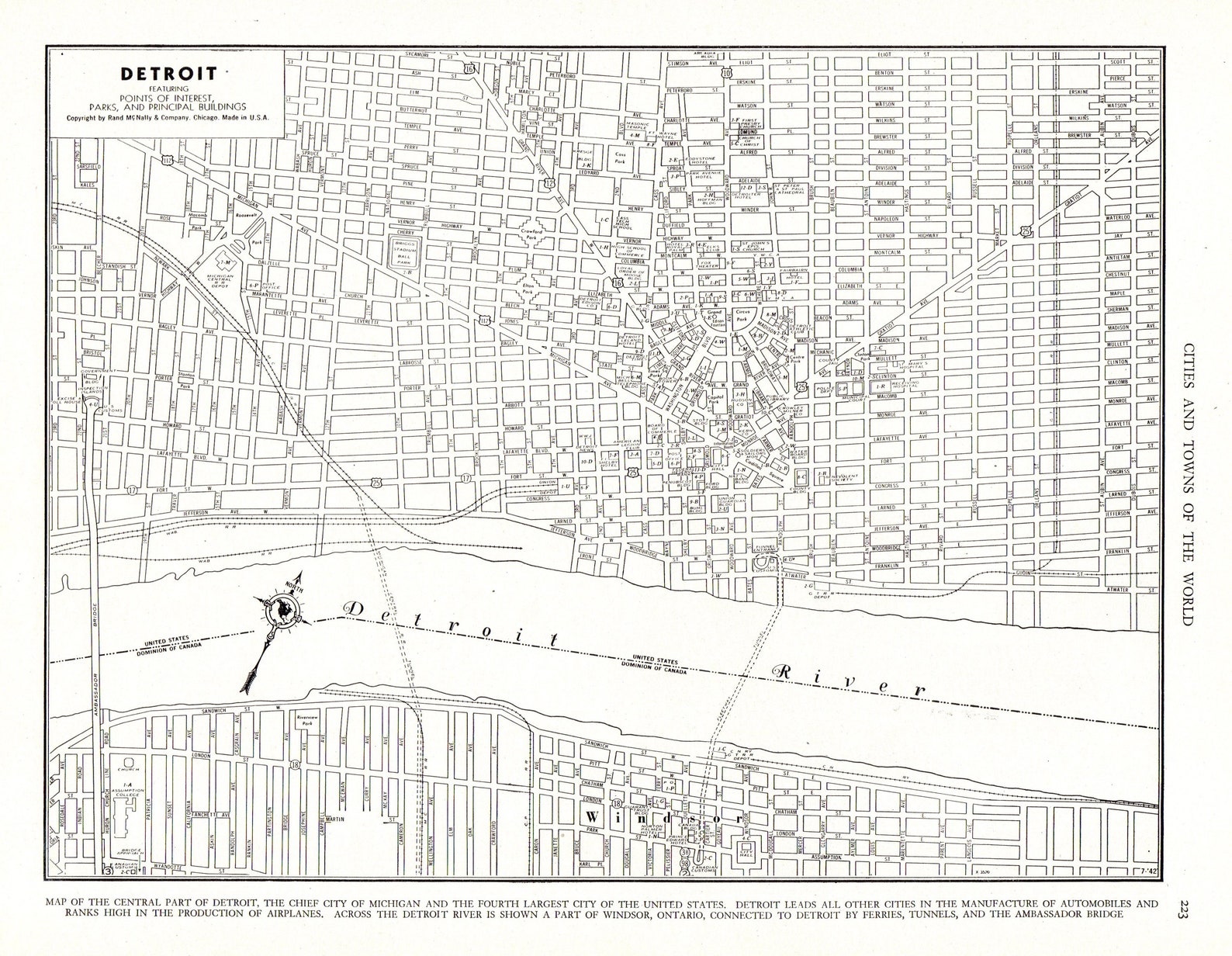 1949 DETROIT Street Map Antique City MAP of Detroit Michigan - Etsy