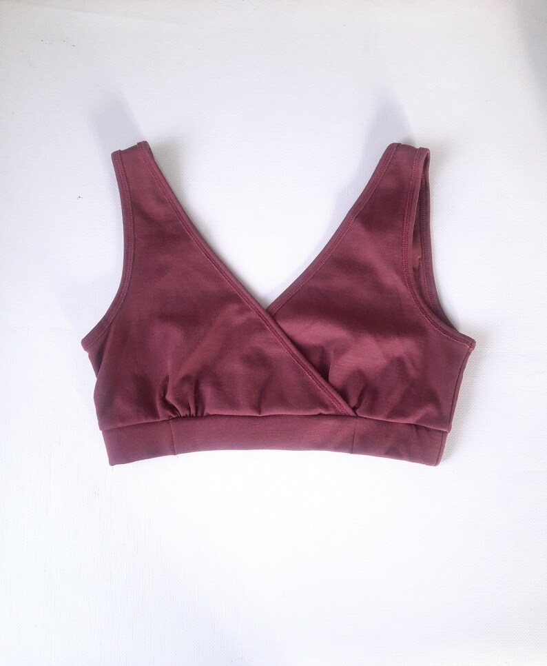 Merino Wool / Cotton Bra for Sensitive Skin. Burgundy. Hypoallergenic ...