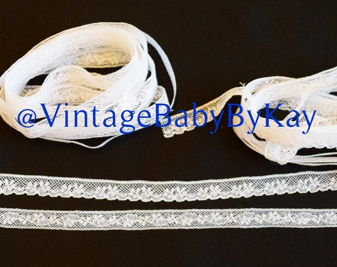Heirloom Lace Yardage, Narrow Edging and Insertion White Floral Pattern ...