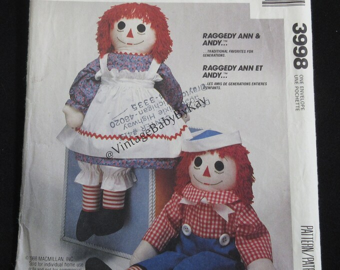 Mccall's 3998 Raggedy Ann and Andy Craft Sewing Pattern DIY Handmade ...