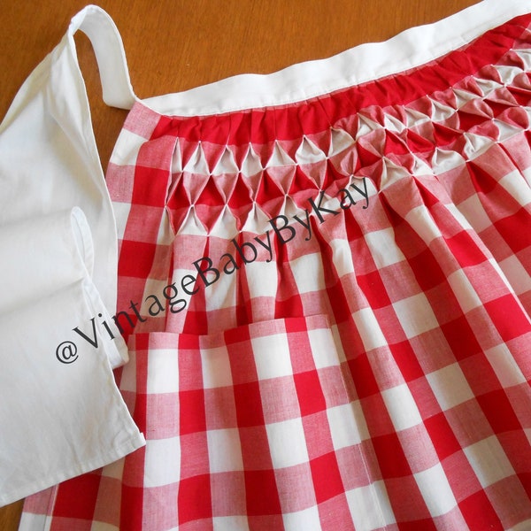 Red Gingham Apron - Etsy