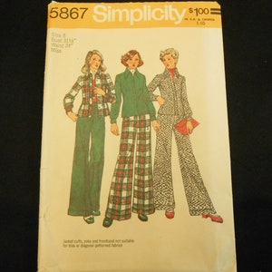 Simplicity Pattern 5867 Size 8 Bust 31.5 Fabulous 70s Jacket and Flared ...