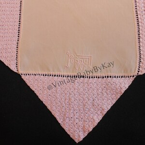 Peggy Monogram Vintage Pink Polyester Wedding Hanky With Hand Made Lace ...