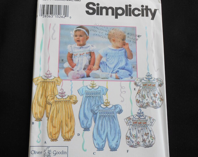 Simplicity Pattern 8951 Smocked Infant Baby Romper W Yellow Transfer ...