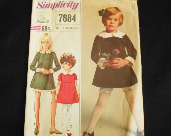 Simplicity Pattern 7884 Girl A-line Dress W Detachable Lace Collar and ...