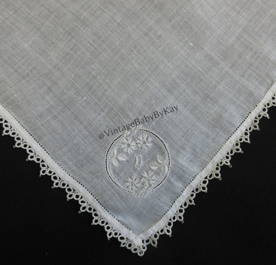 D Monogram Hanky Vintage White Linen Wedding Handkerchief W White ...