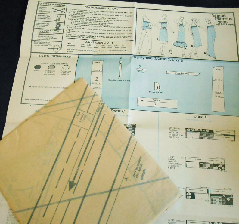 Vogue Pattern 2525 Size 8 Dress Tunic and Top With Optional Spaghetti ...