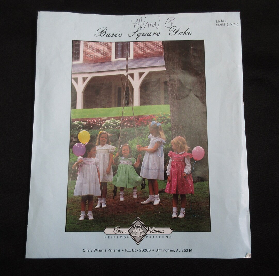 Chery Williams Basic Square Yoke Size Small 6 Mon-5 OR Lg 6-12 Sewing ...